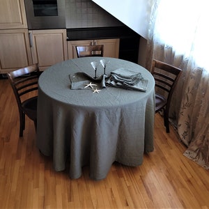 Stone Washed European Linen Tablecloth, Custom Size, Round, Square ...