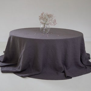 Round Linen Tablecloth in Charcoal. Various Color Available. - Etsy