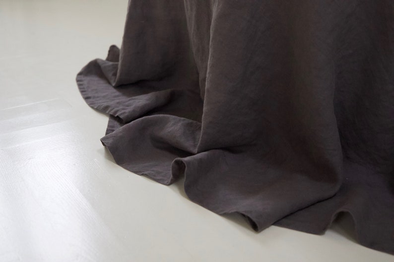 Round Linen Tablecloth in Charcoal. Various Color Available. - Etsy