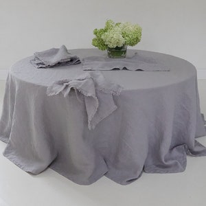 Round Linen Tablecloth in Charcoal. Various Color Available. - Etsy