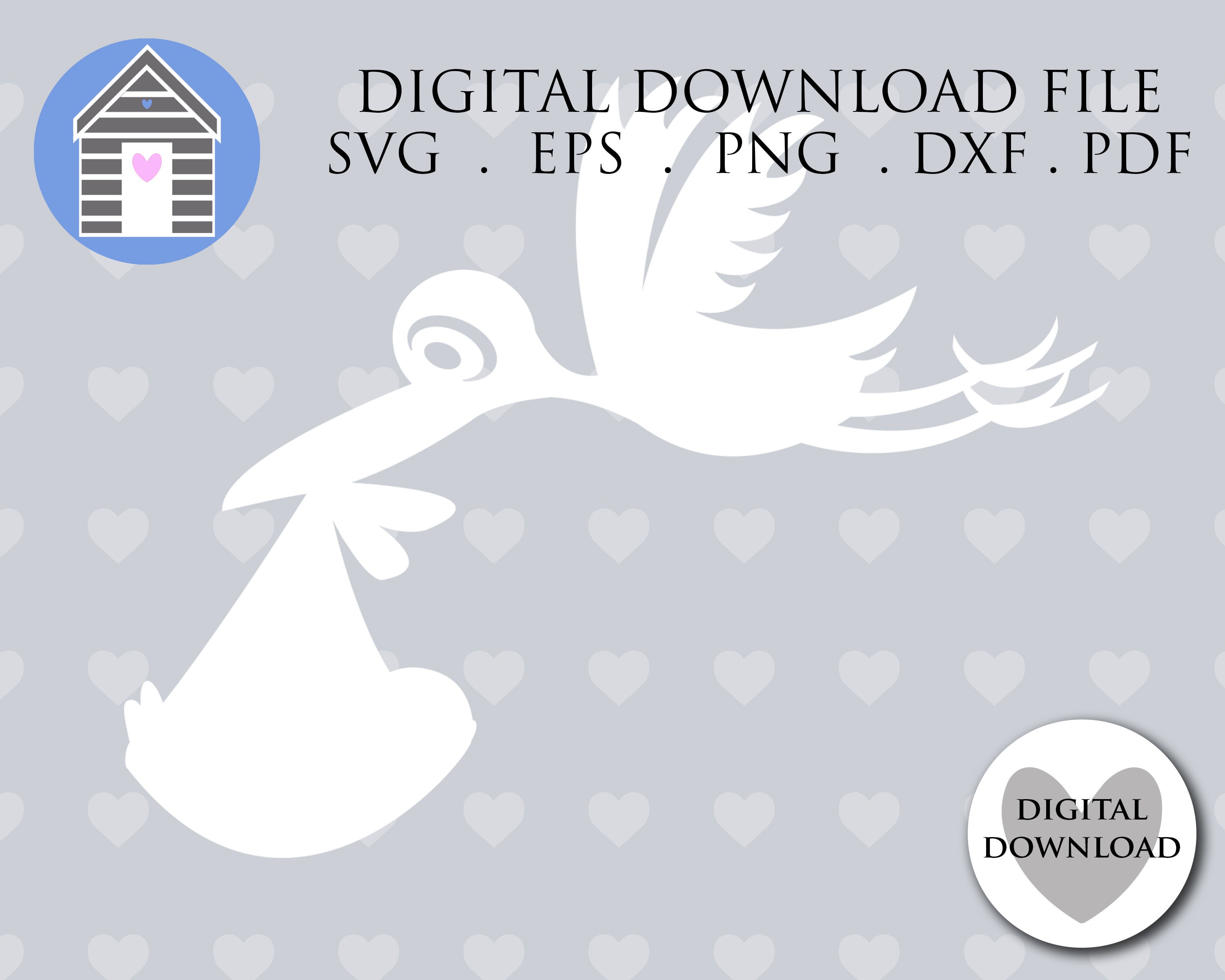 SVG New Baby & Stork Baby Shower Digital Cut File EPS | Etsy