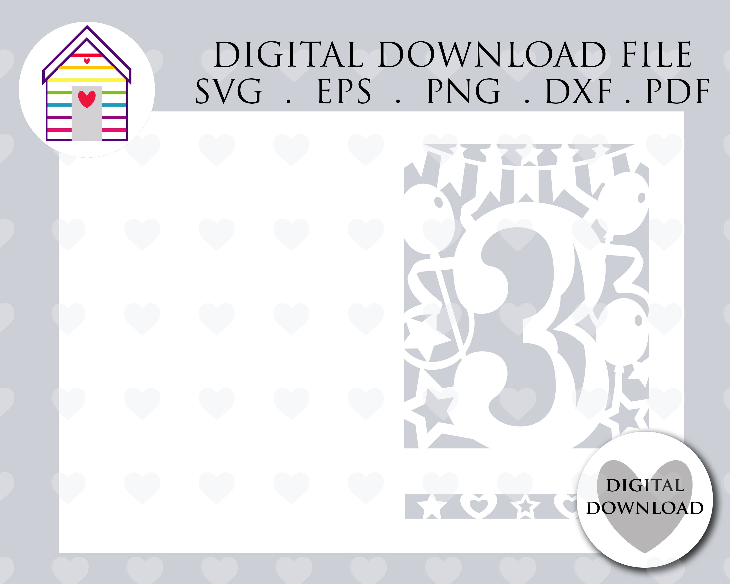 SVG 3rd Birthday Card Digital Cut File EPS png-dxf-pdf - Etsy