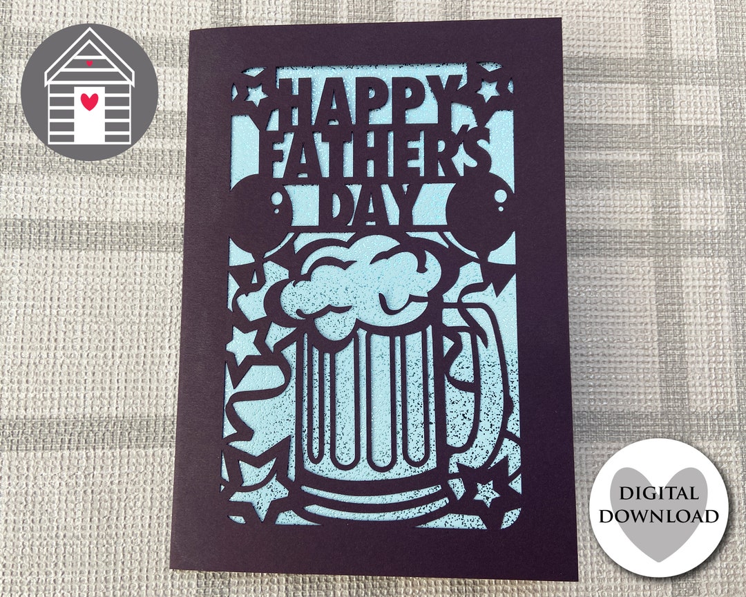 Father's Day Beer Mug Card: DIY Papercut Design (digital Download) - Etsy