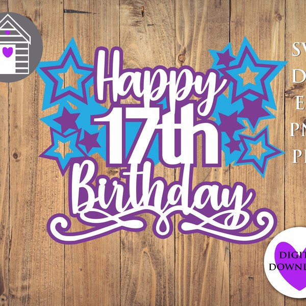 17th Birthday Svg - Etsy
