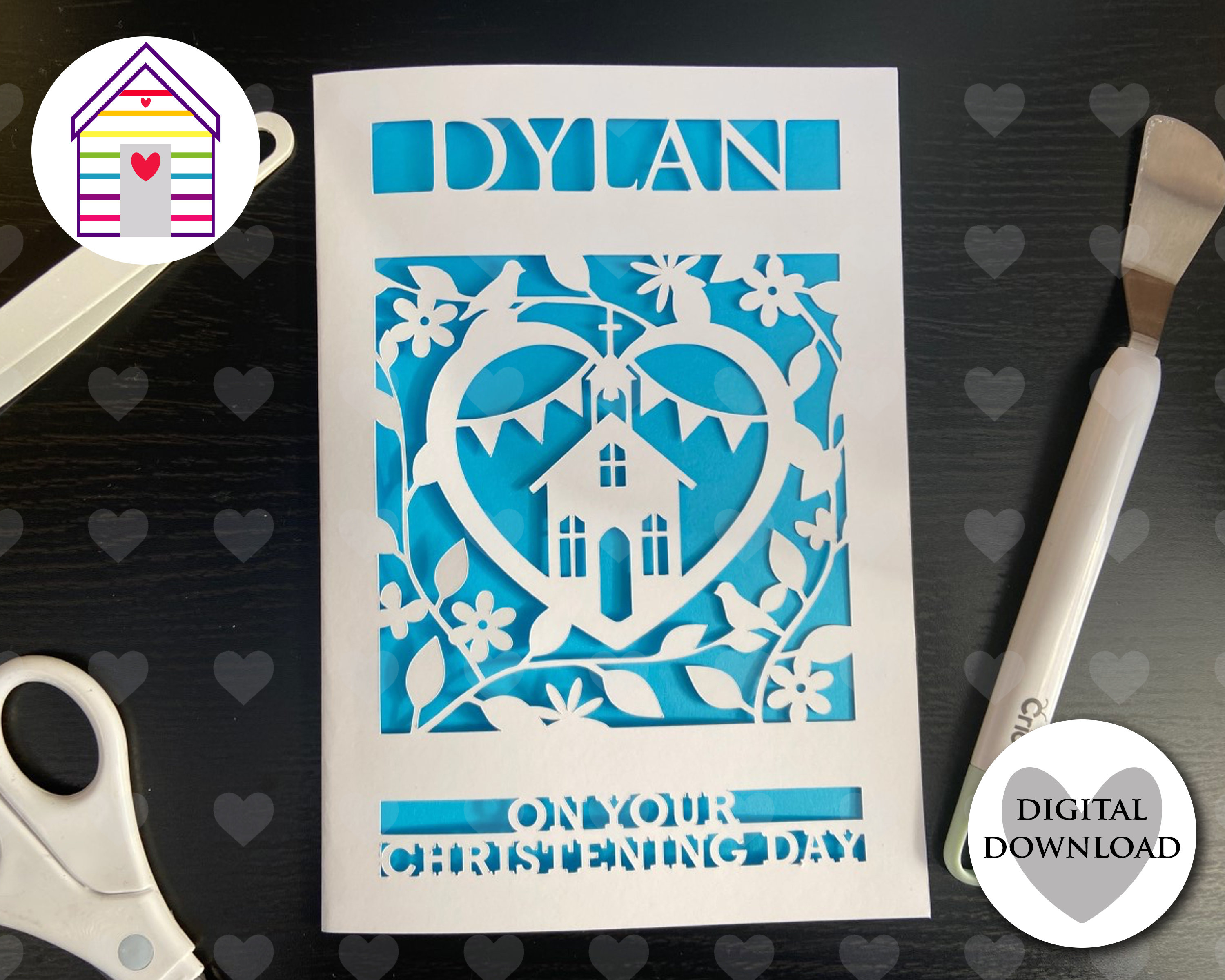 SVG Christening Card Digital Cut File EPS png-dxf File | Etsy