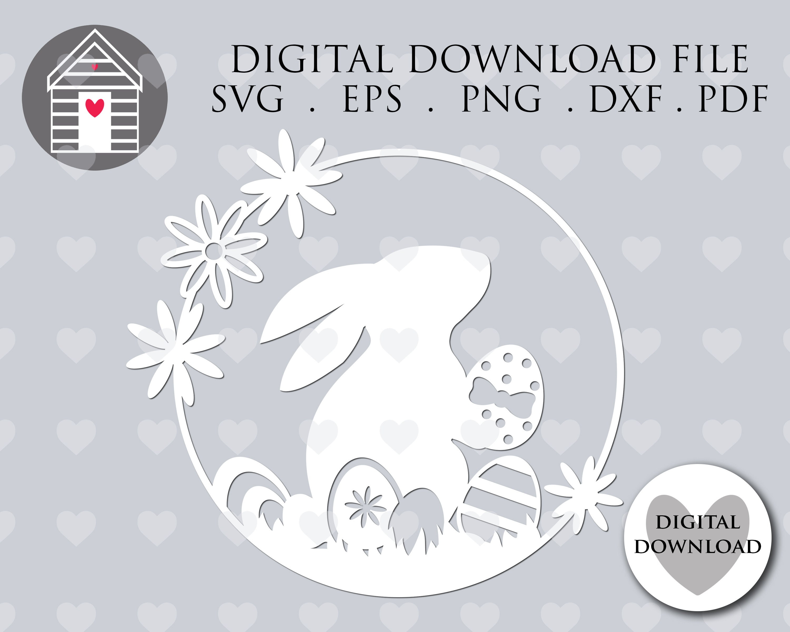 SVG Spring Rabbit Easter Bunny With Eggs in Flower Wreath - Etsy