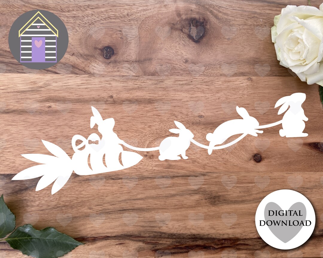 Happy Easter Bunny on Sleigh SVG Spring Rabbits Cut File for Vinyl ...