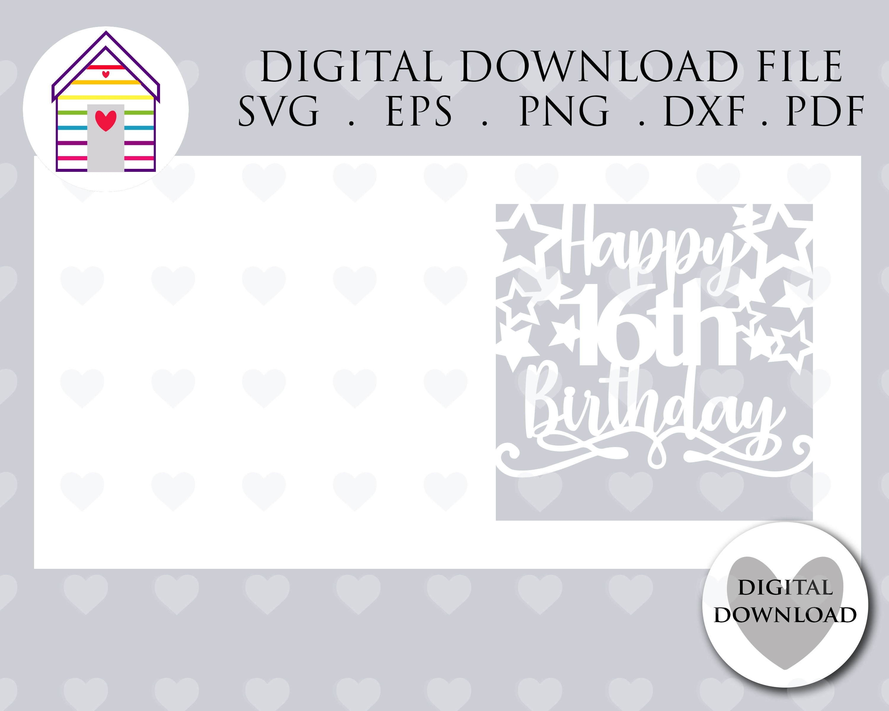 Happy 16th Birthday Card SVG: Personalize With Name (digital Cut File ...