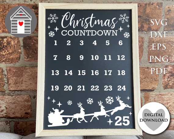 SVG Christmas Countdown Cut File EPS PNG Pdf Dxf Digital - Etsy