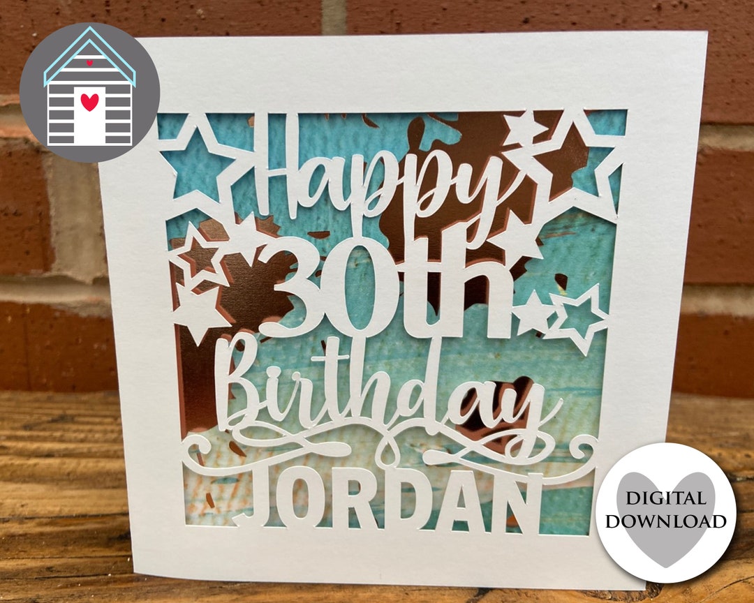 30th Birthday Card Customizable Laser Cut Greetings Card Personalised ...