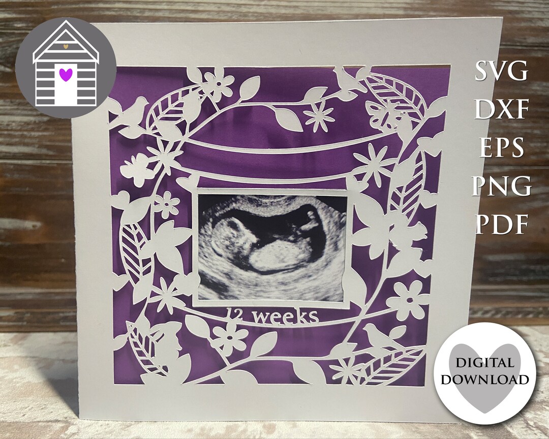Baby Scan Card SVG: Floral Frame, Pregnancy Photo (digital Download) - Etsy