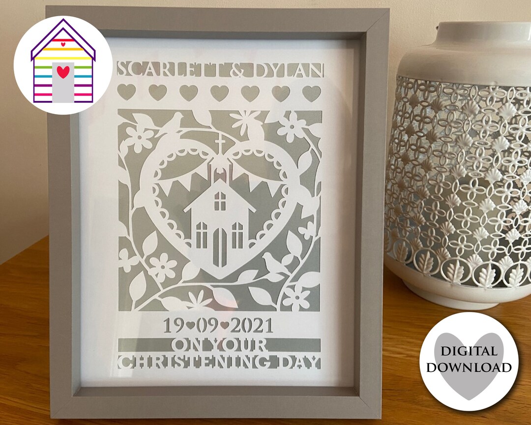SVG Christening Papercut Gift Digital Cut File EPS PNG Dxf File Diy ...
