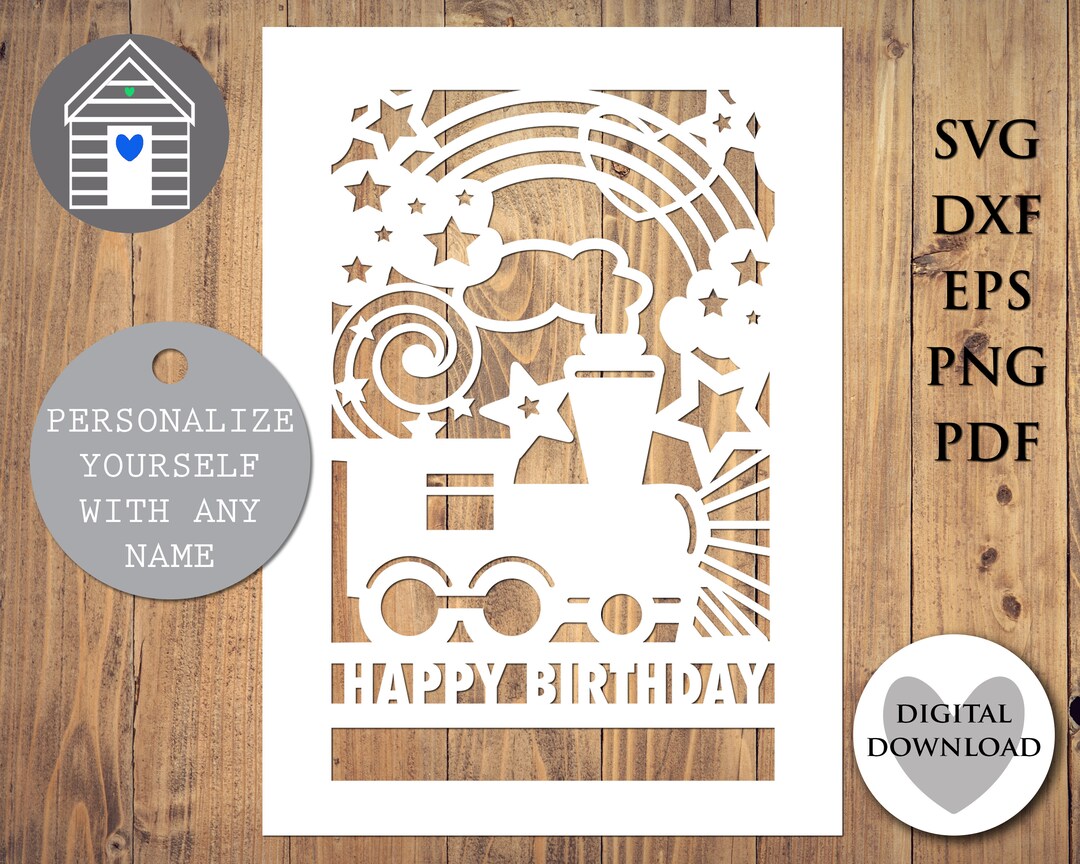 SVG Happy Birthday Train Card | Personalize Your Card | Digital Cut ...