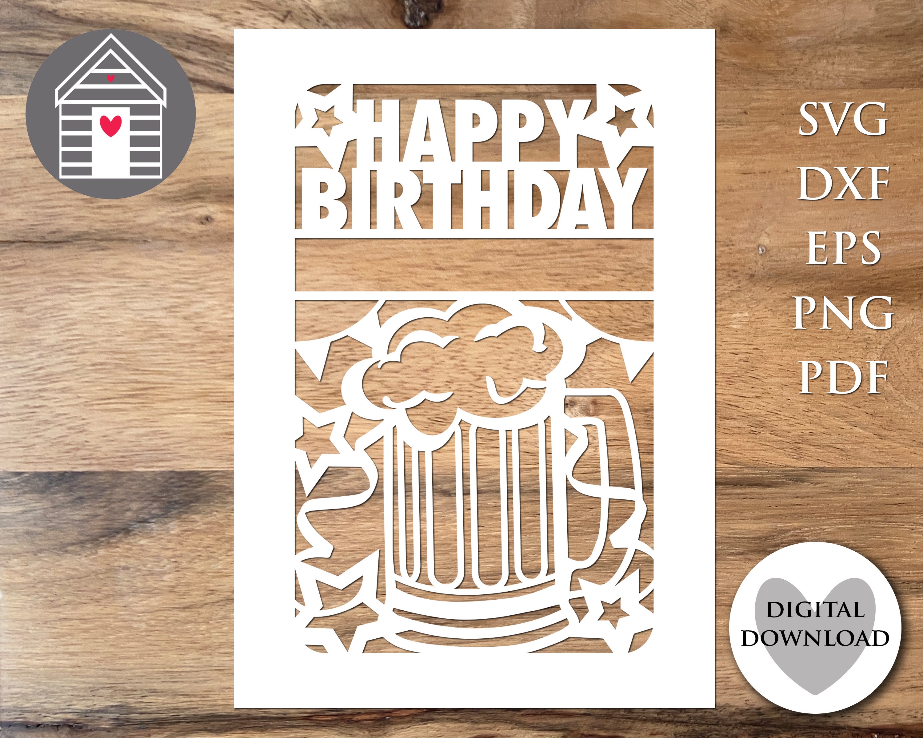 SVG Happy Birthday Beer Mug Card Personalize Your Card - Etsy UK