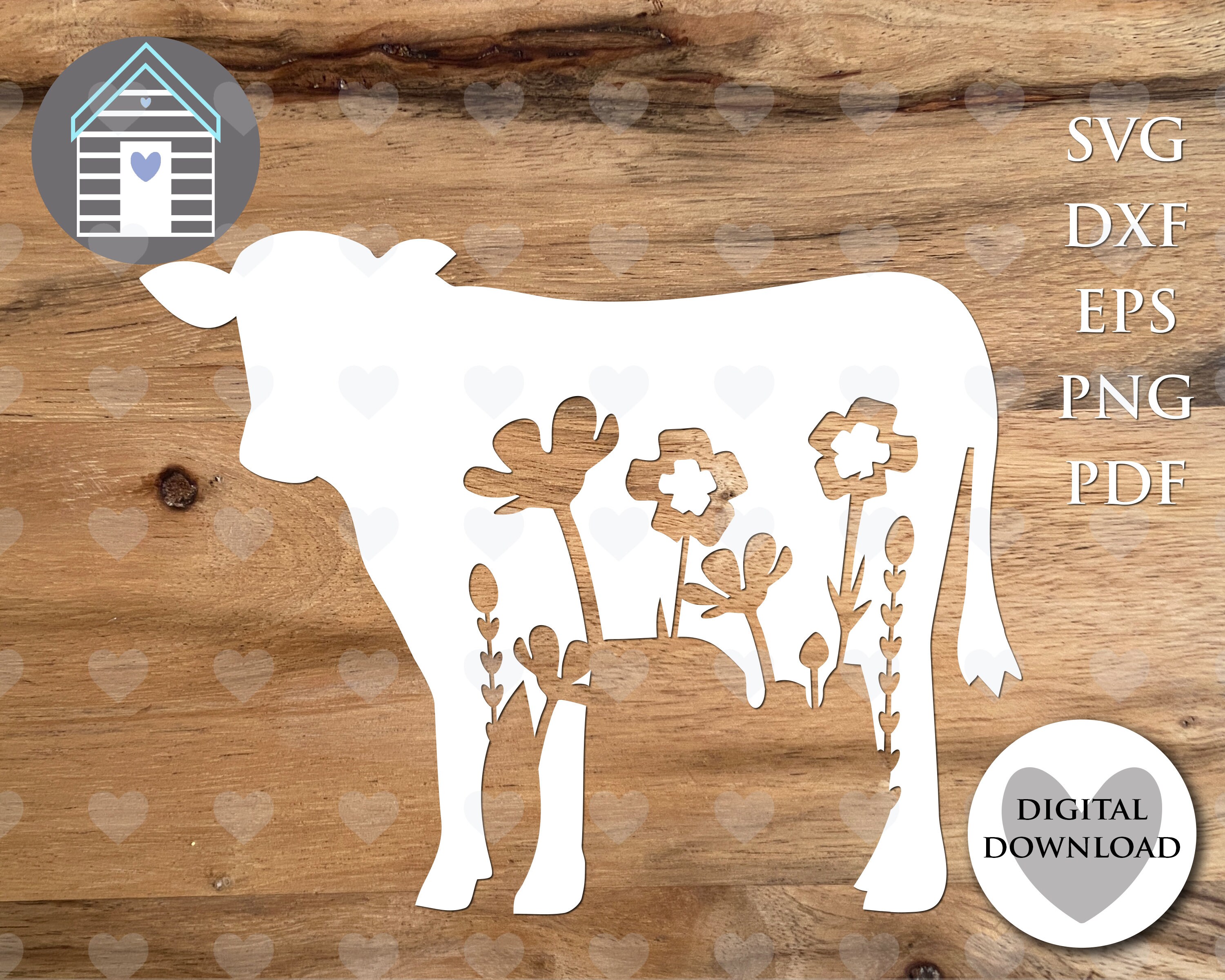 SVG Spring Floral Cow Calf Cow in Flowers Digital Cut File - Etsy