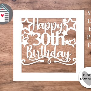 30th Birthday Card Customizable Laser Cut Greetings Card Personalised ...