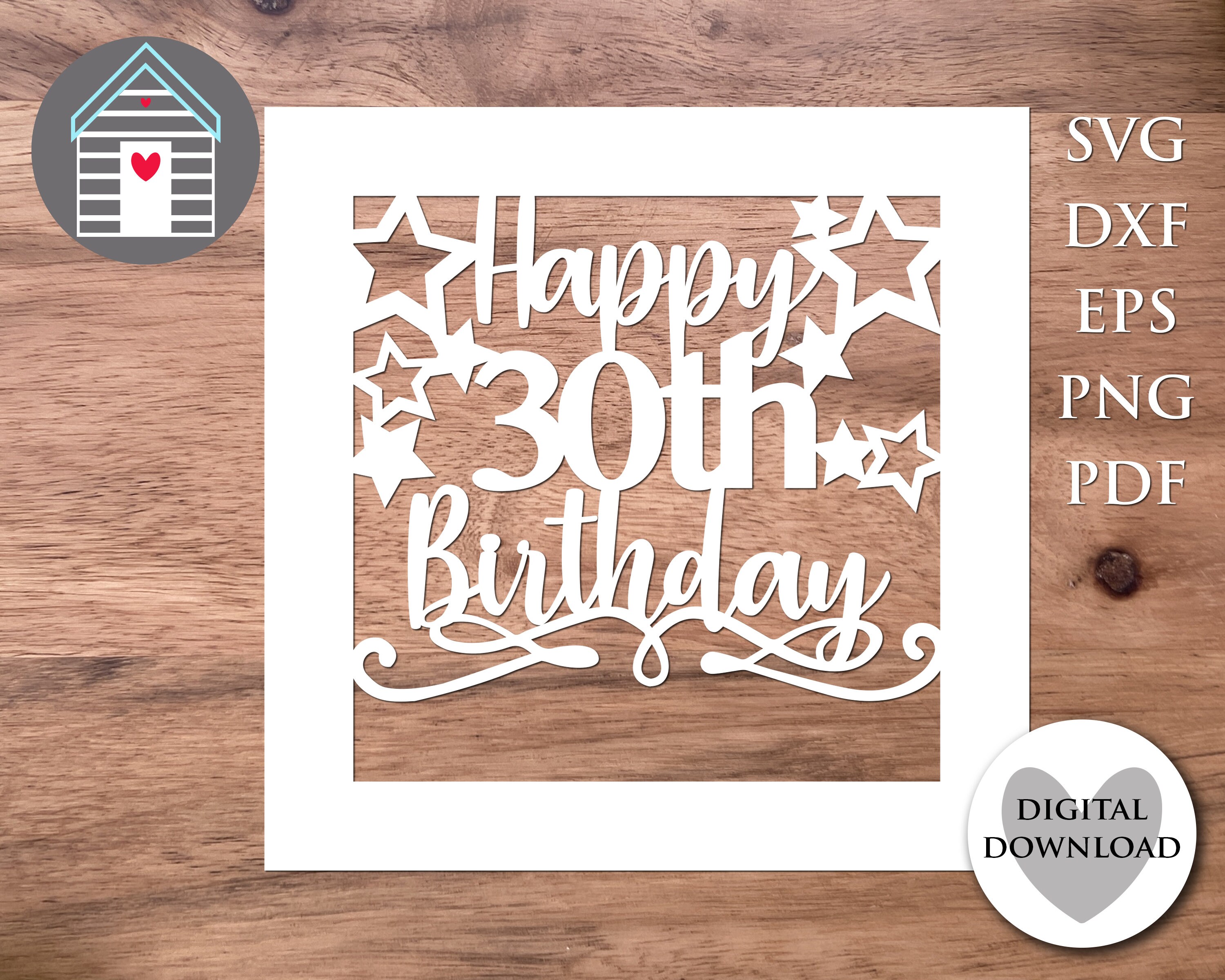 SVG Happy 30th Birthday Card Personalize Your Card Digital | Etsy