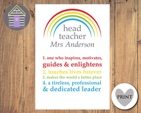 Personalised Headteacher A4 Art Print Teacher Gift | Etsy UK