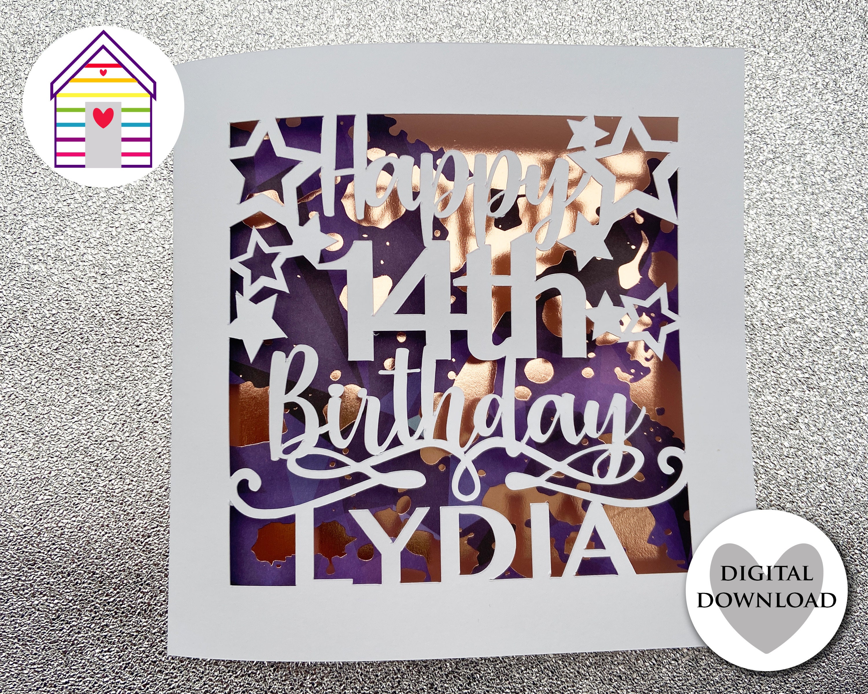 SVG Happy 14th Birthday Card Personalize Your Card With a - Etsy