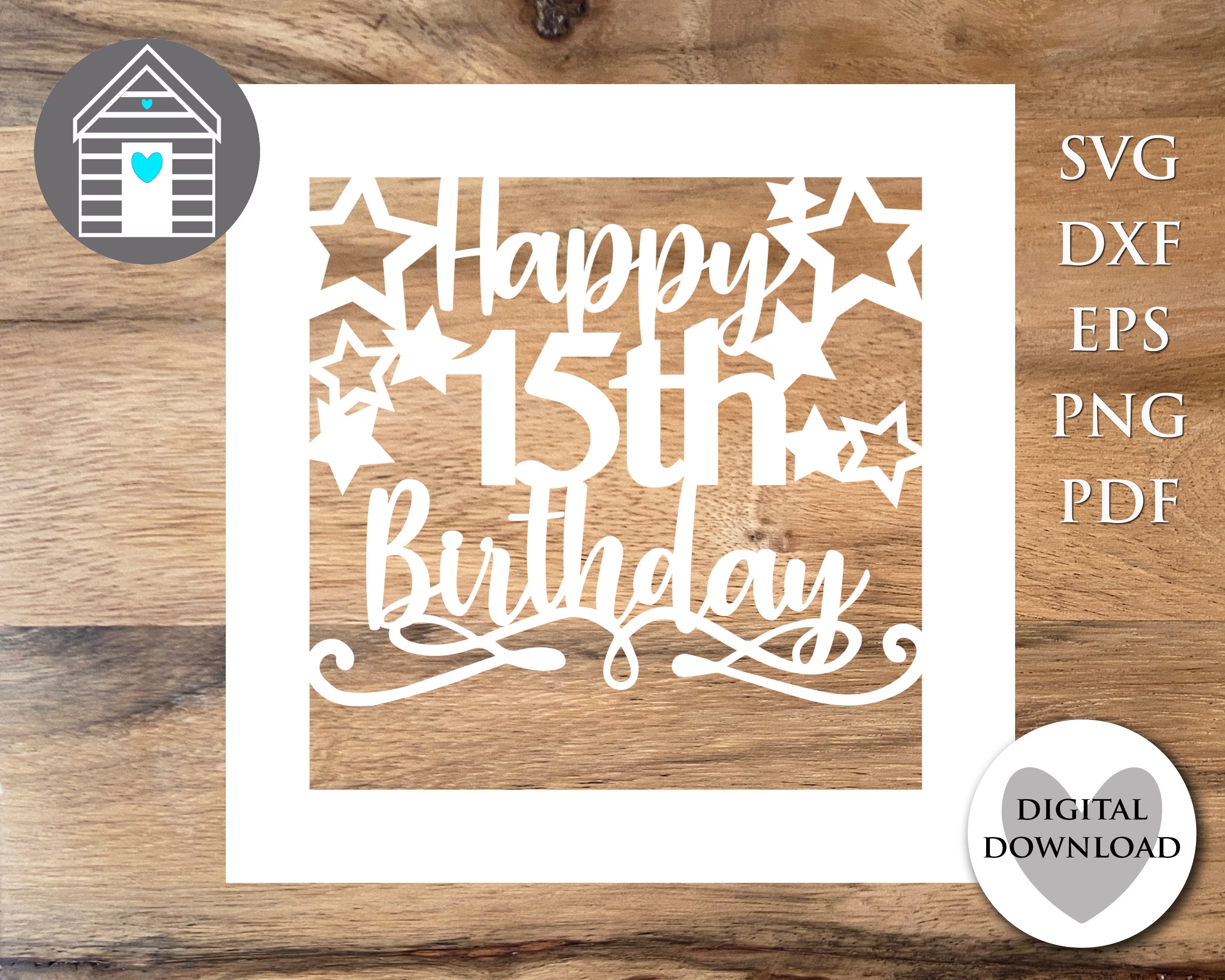 SVG Happy 15th Birthday Greetings Card Cut Files for Cricut - Etsy