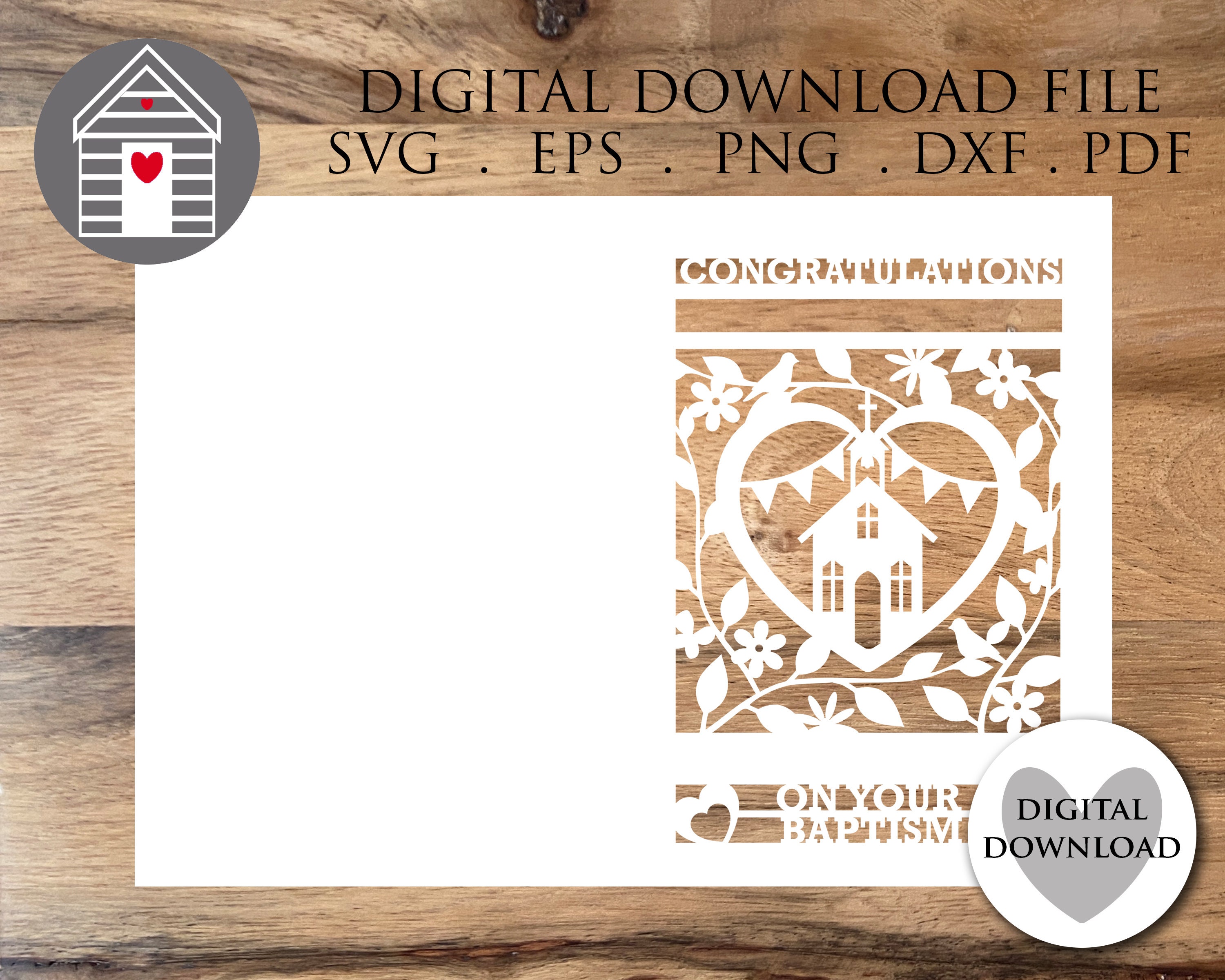 SVG Baptism Card Digital Cut File EPS png-dxf File Make - Etsy