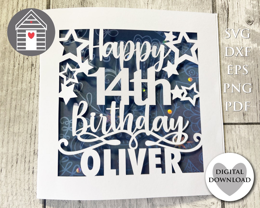 SVG Happy 14th Birthday Card | Personalize Your Card With a Name ...