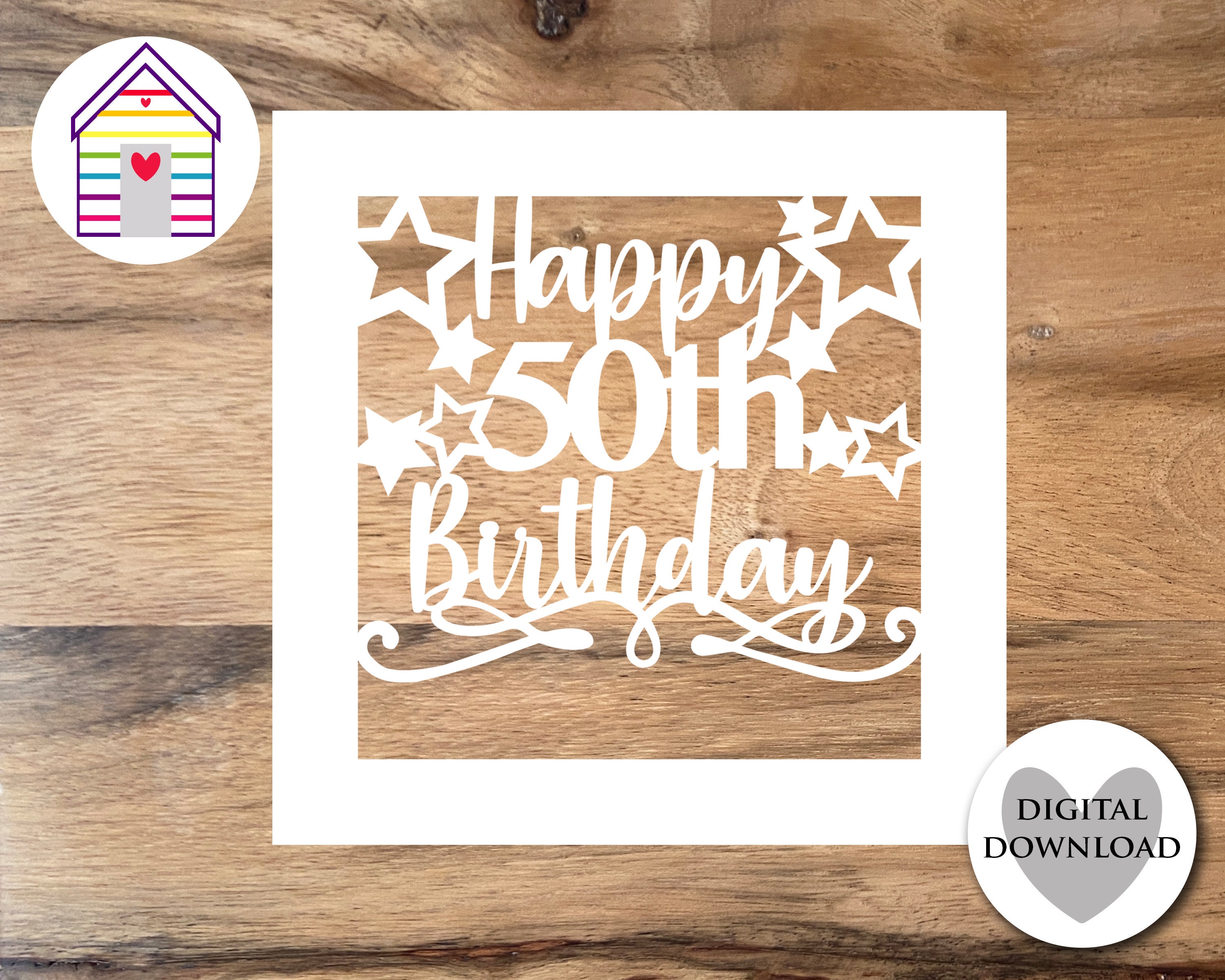 SVG Happy 50th Birthday Card Personalize Your Card Digital | Etsy