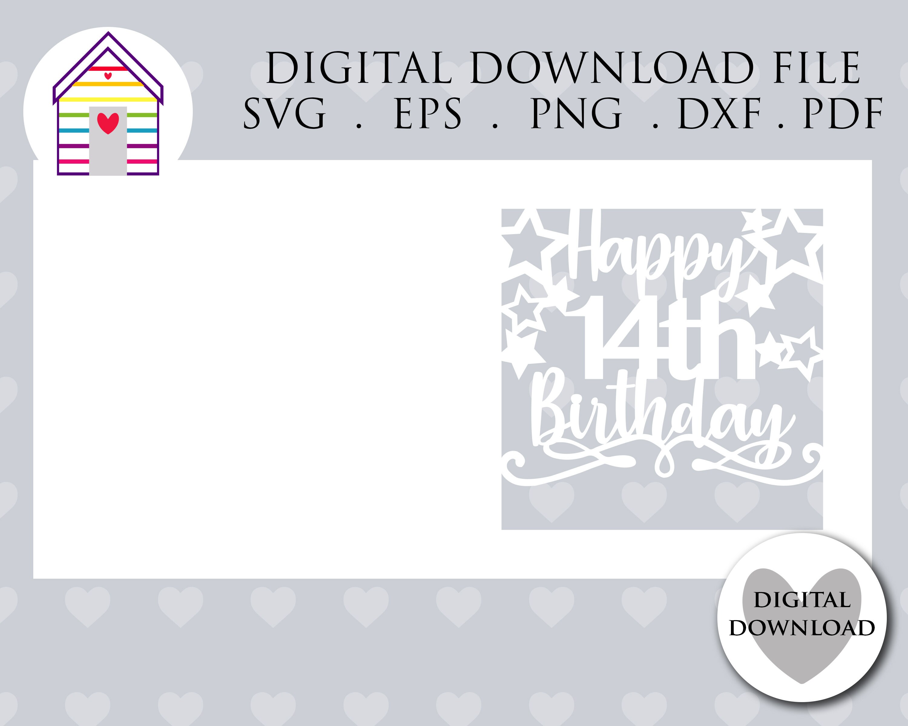 SVG Happy 14th Birthday Card Personalize Your Card With a - Etsy