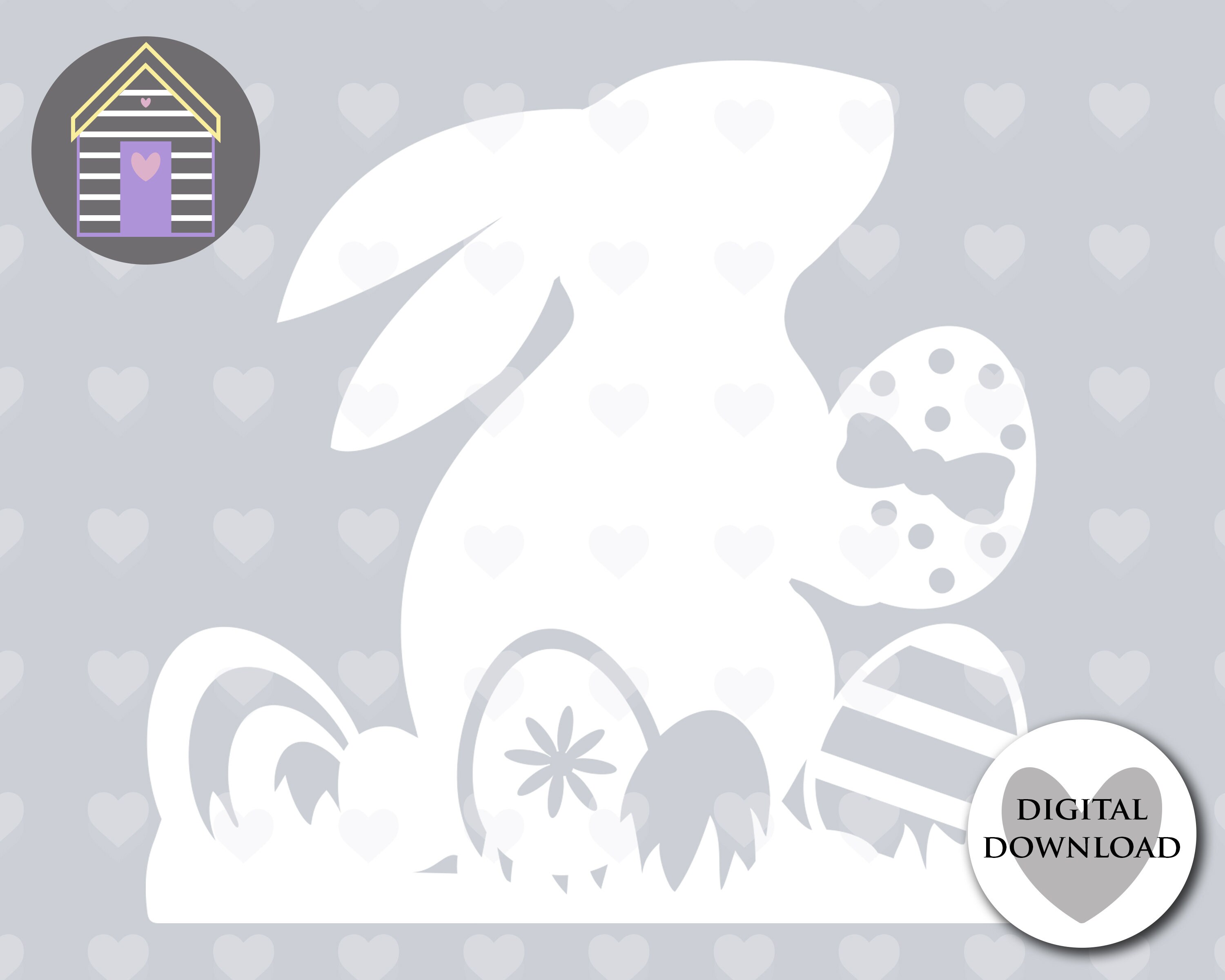 SVG Easter Bunny With Easter Eggs Digital Product Cut File | Etsy