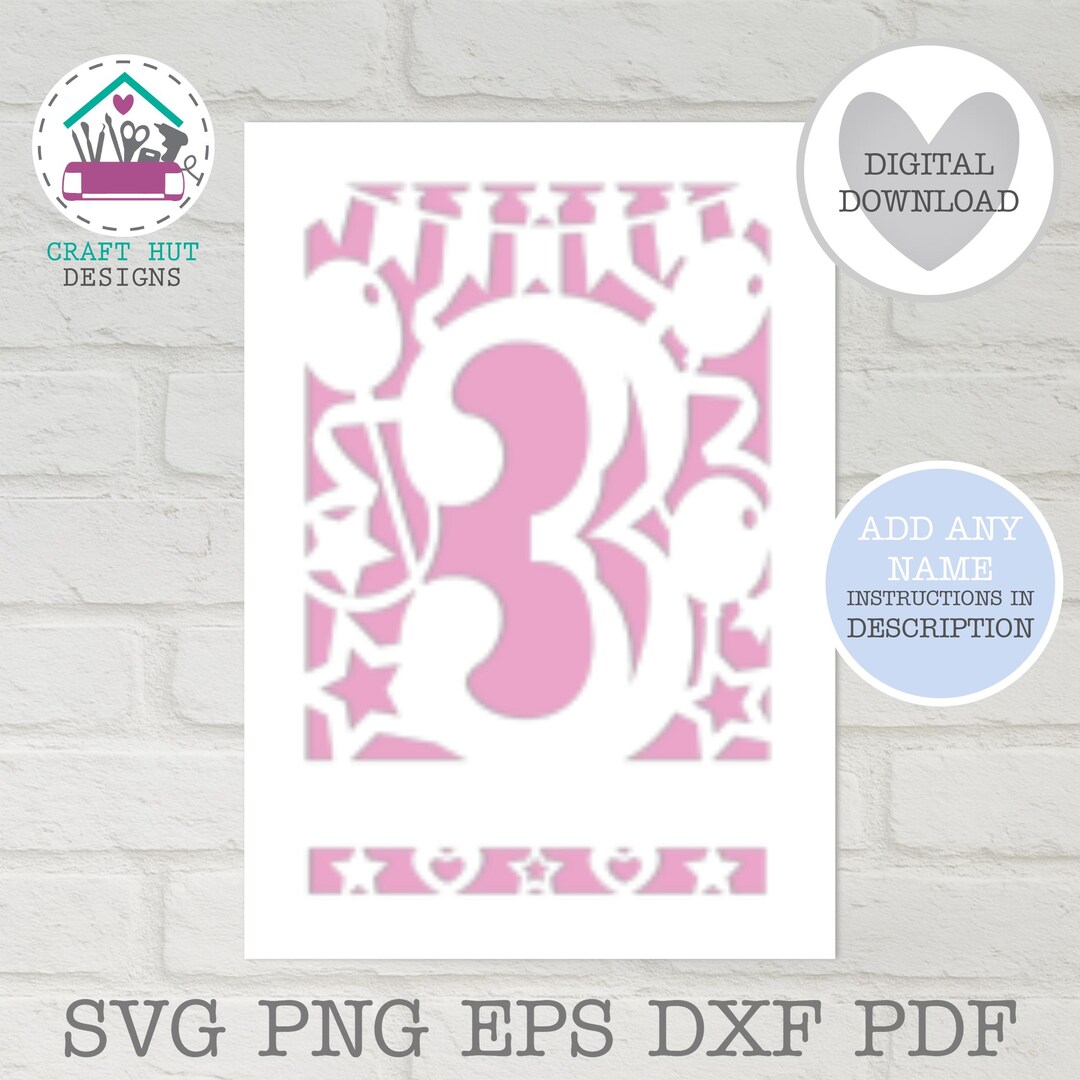 Happy 3rd Birthday Card SVG Papercut Design for Cricut Age 3 Years ...