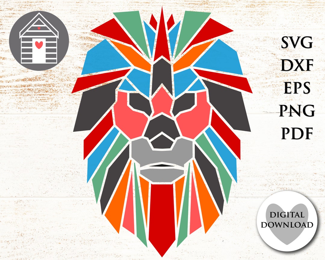 SVG Lion Stencil Digital Cut File EPS png-dxf File Leo Zodiac Vector ...