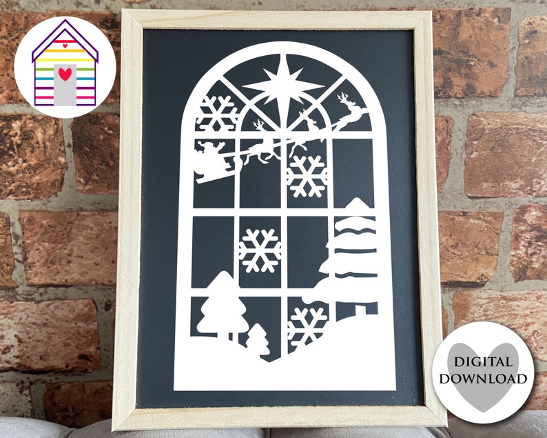 SVG Christmas Window Scene Cut File -EPS -PNG -dxf - Pdf File - Digital ...