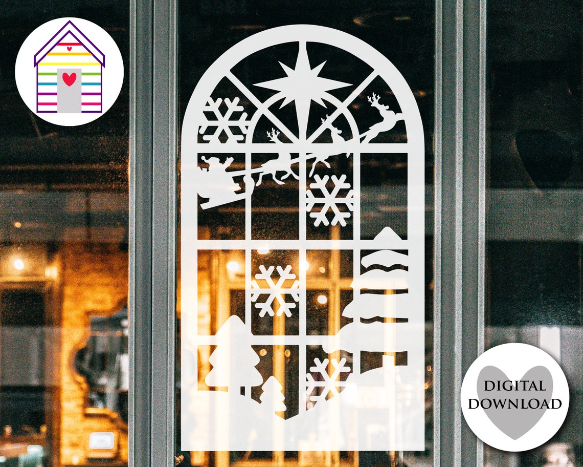 SVG Christmas Window Scene Cut File -EPS -PNG -dxf - Pdf File - Digital ...