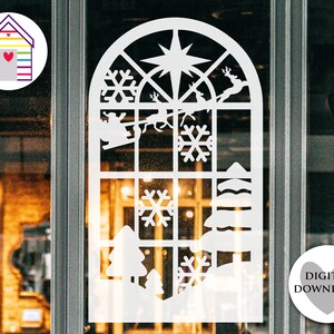 SVG Christmas Window Scene Cut File -EPS -PNG -dxf - Pdf File - Digital ...