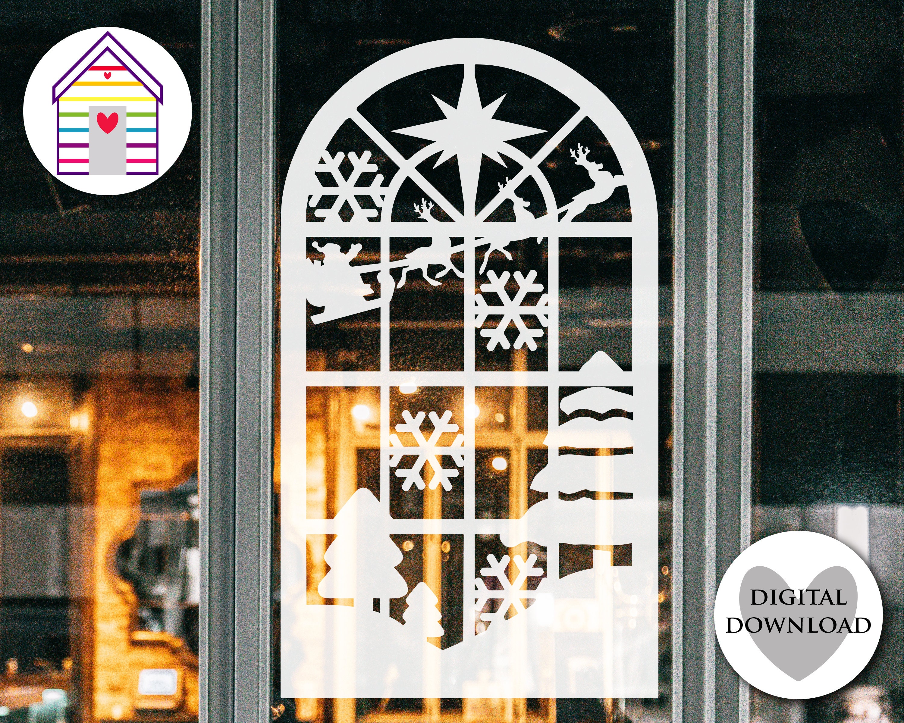 SVG Christmas Window Scene Cut File -EPS -PNG -dxf - Pdf File - Digital ...