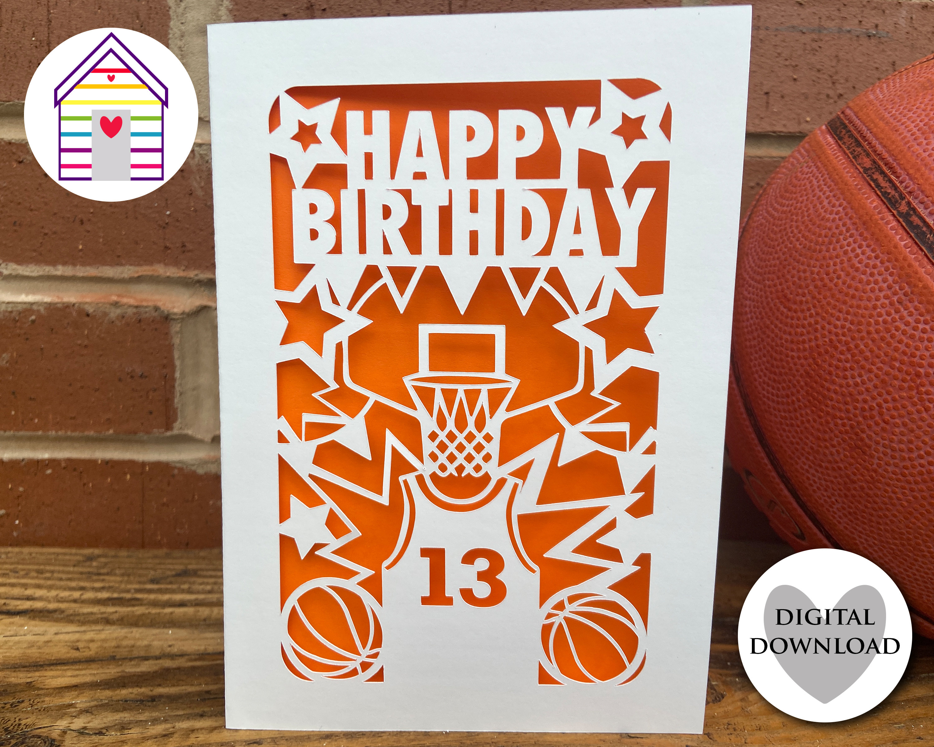 SVG Basketball Card Happy Birthday Greetings Card Digital - Etsy