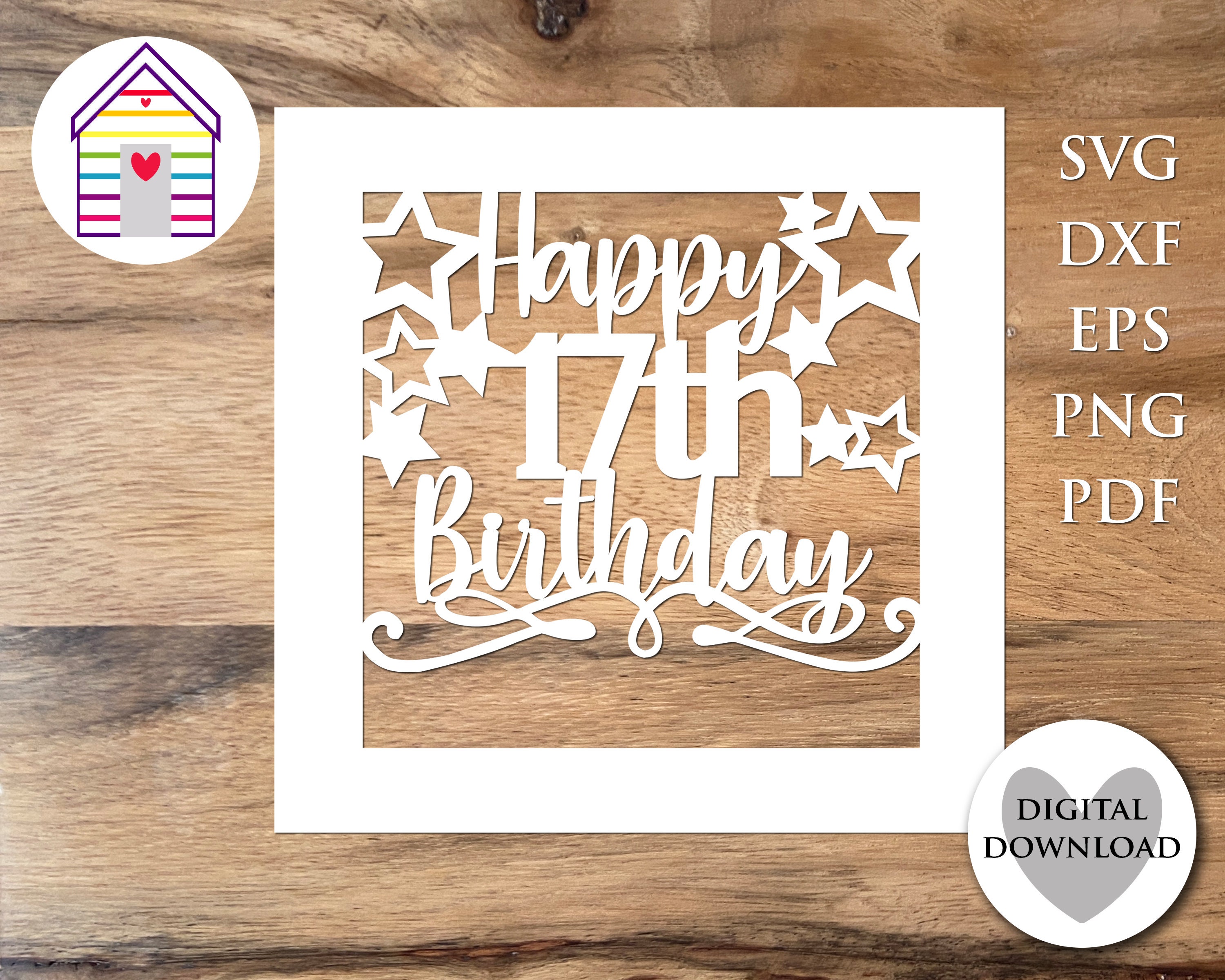 SVG Happy 17th Birthday Card Personalize Your Card With a - Etsy