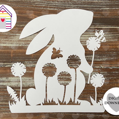 Hello Spring Rabbit Farmhouse SVG Png Eps Jpeg Dxf | Etsy