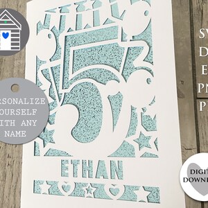 SVG Happy 5th Birthday Card Digital Cut File EPS PNG Dxf Pdf File Diy ...