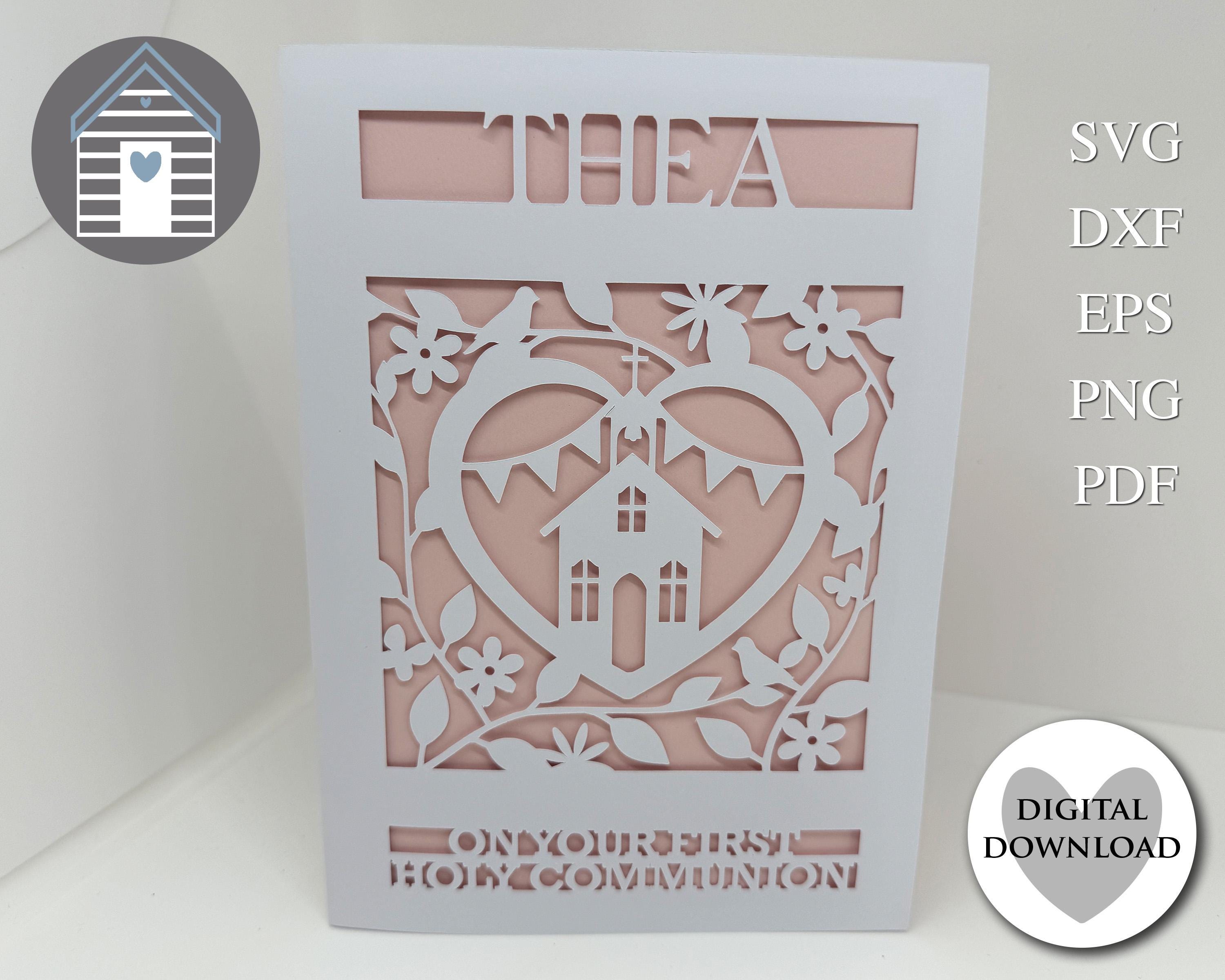 SVG First Holy Communion Card - Digital Cut File -EPS Png Dxf - DIY ...