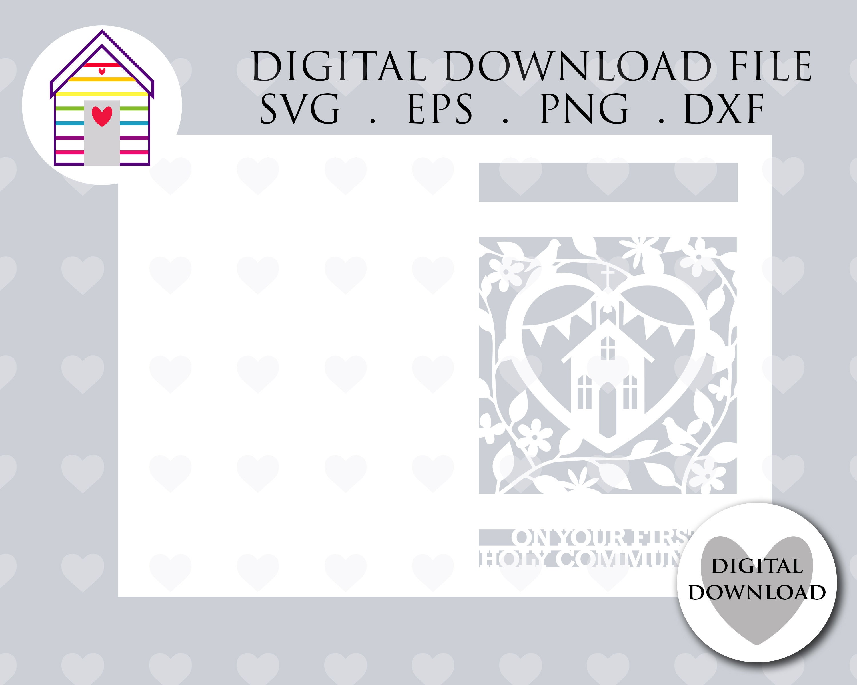 SVG First Holy Communion Card - Digital Cut File -EPS Png Dxf - DIY ...
