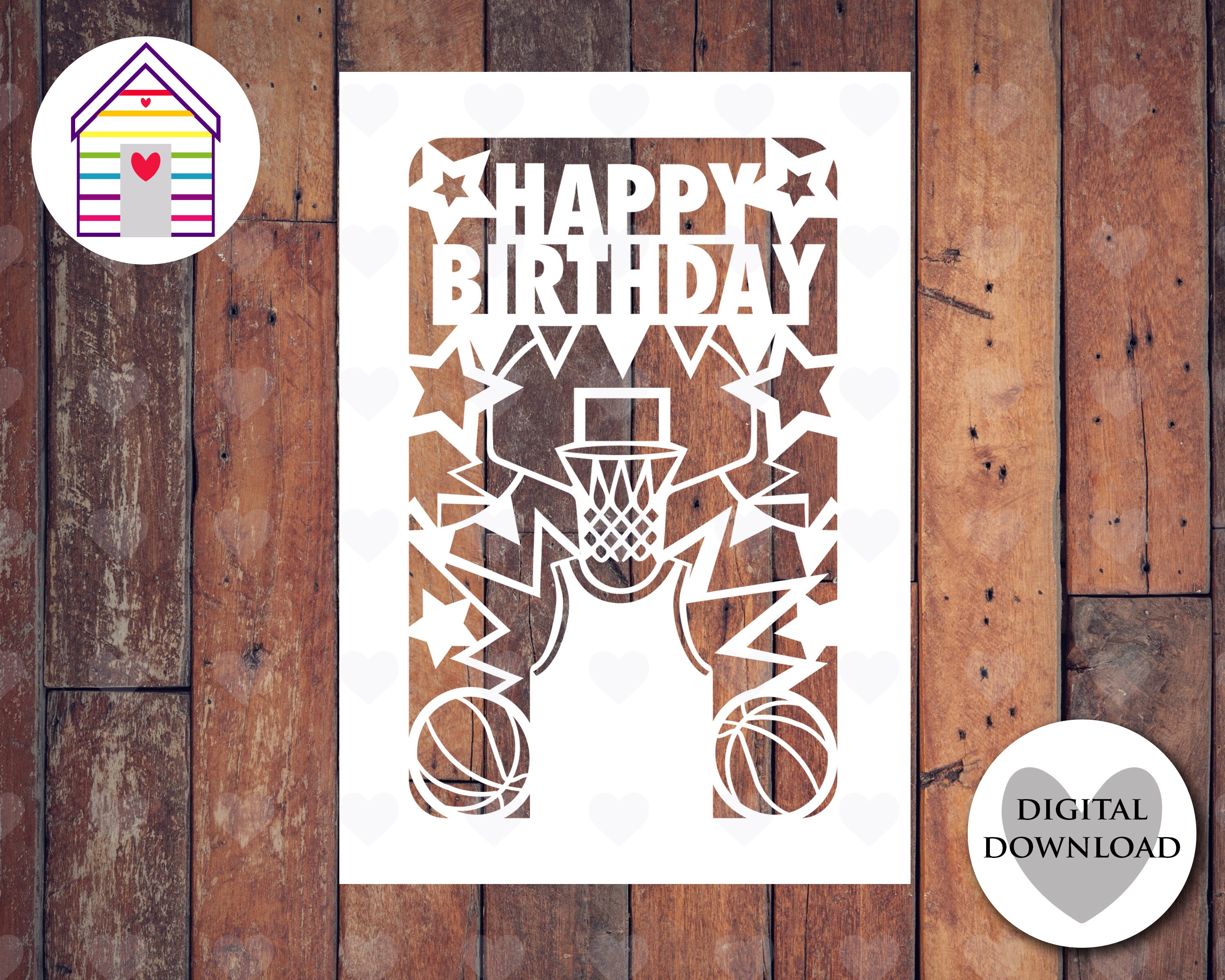 SVG Basketball Card Happy Birthday Greetings Card Digital - Etsy Australia