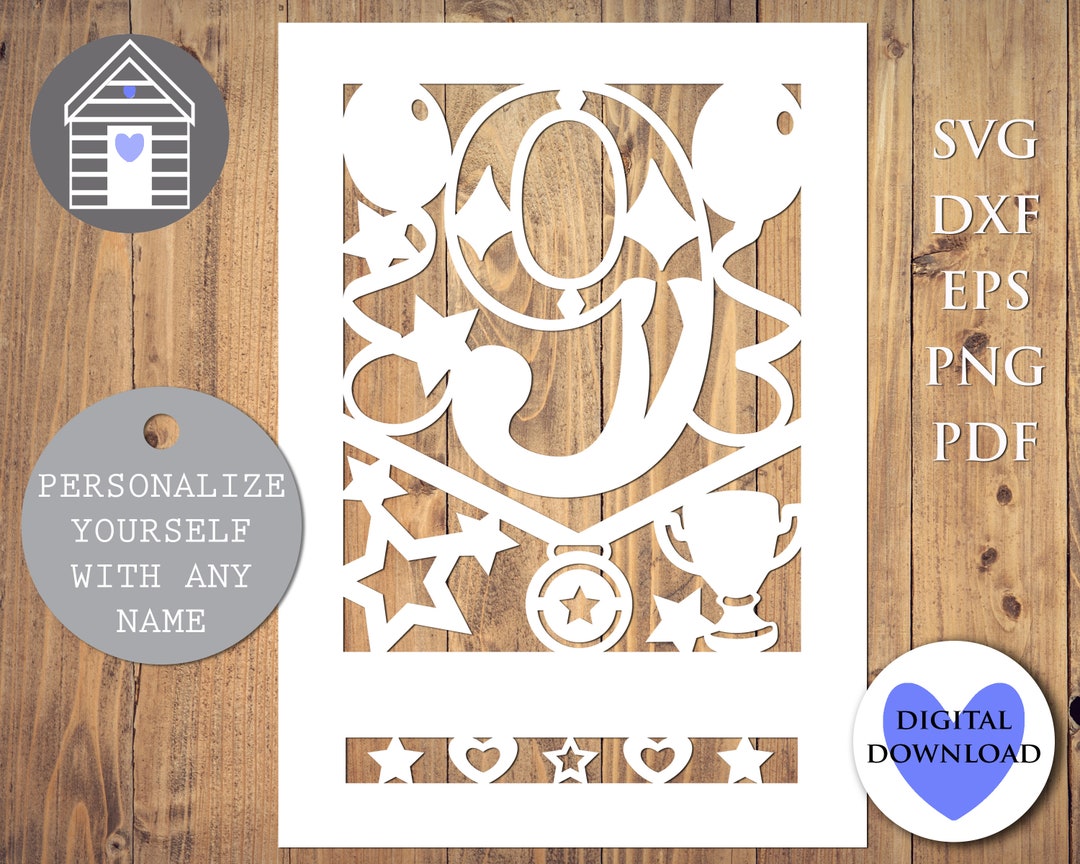 SVG 9th Happy Birthday Card Digital Cut File EPS png-dxf-pdf File Make ...