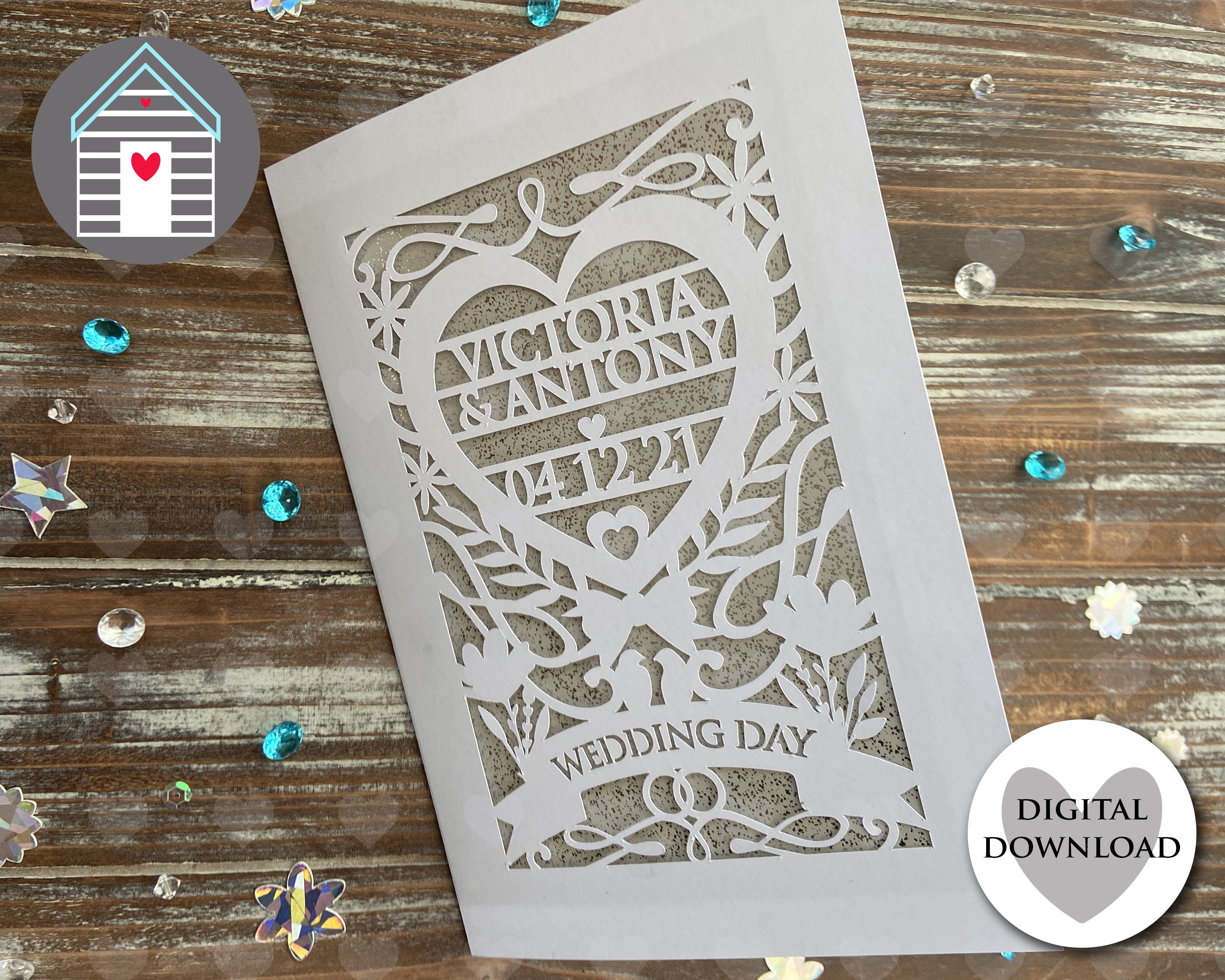 SVG Wedding Marriage Greetings Card Personalised Digital - Etsy