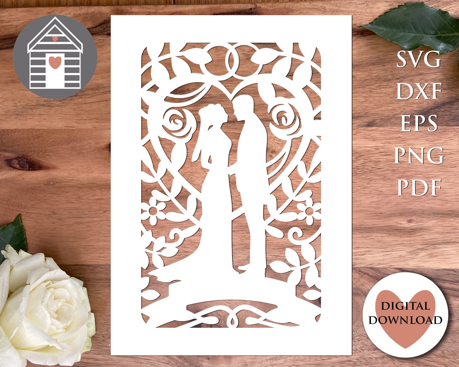 Bride & Groom Wedding Card SVG: DIY Papercut File (digital Download) - Etsy
