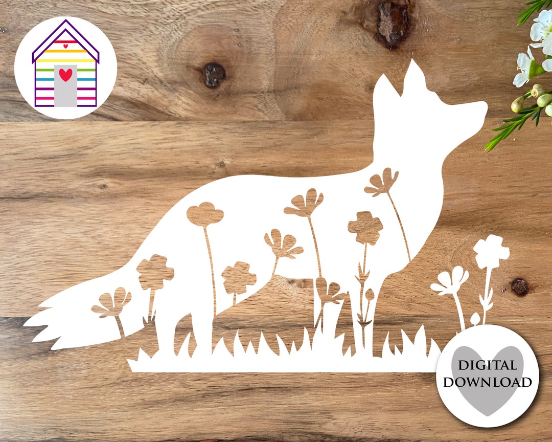Fox in Flowers SVG: Spring Meadow Cut File (digital Download) - Etsy