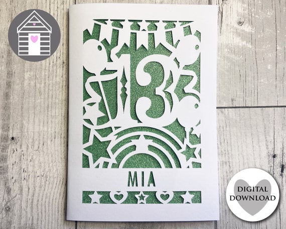 SVG Happy 13th Birthday Card Digital Cut File EPS - Etsy UK