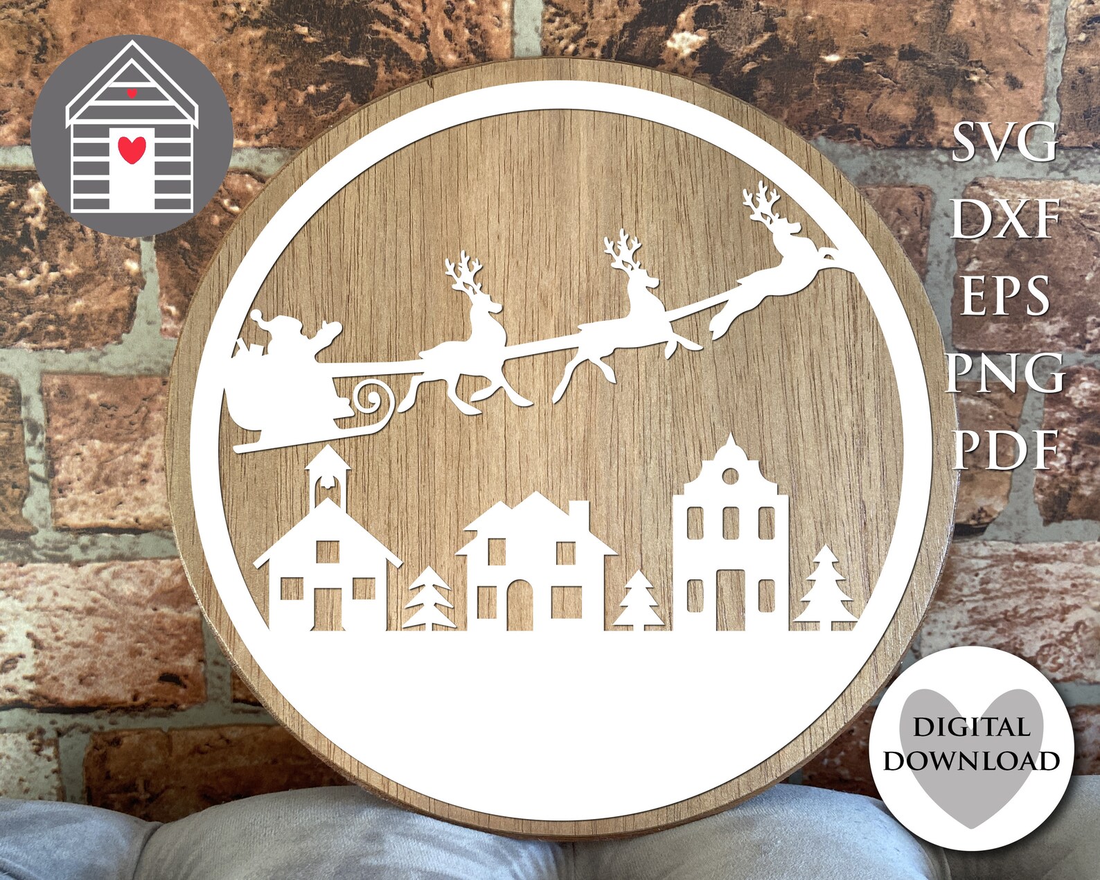 SVG Santa Sleigh in Sky Winter Scene EPS PNG Pdf Dxf - Etsy