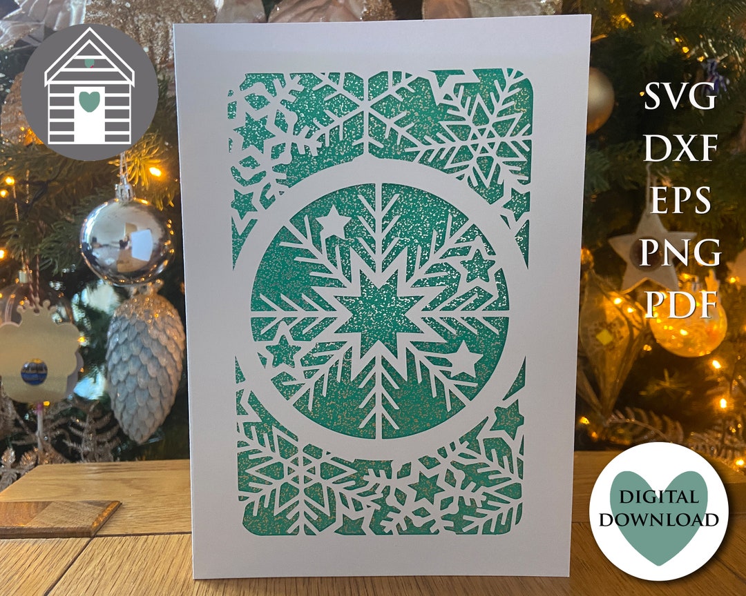 SVG Snowflake Winter Scene Papercut Christmas Card Cut File -EPS - PNG ...