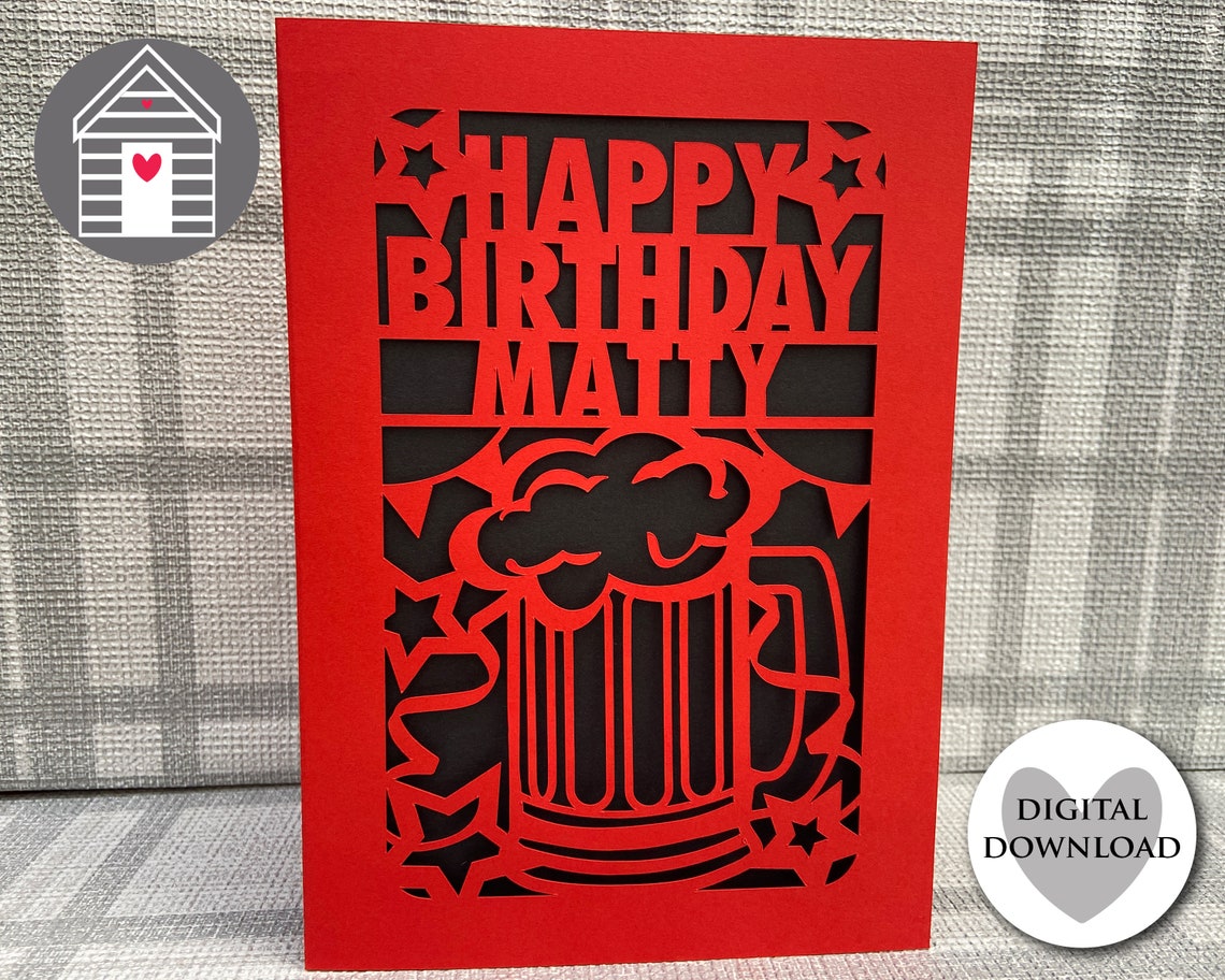 SVG Happy Birthday Beer Mug Card Personalize Your Card | Etsy UK